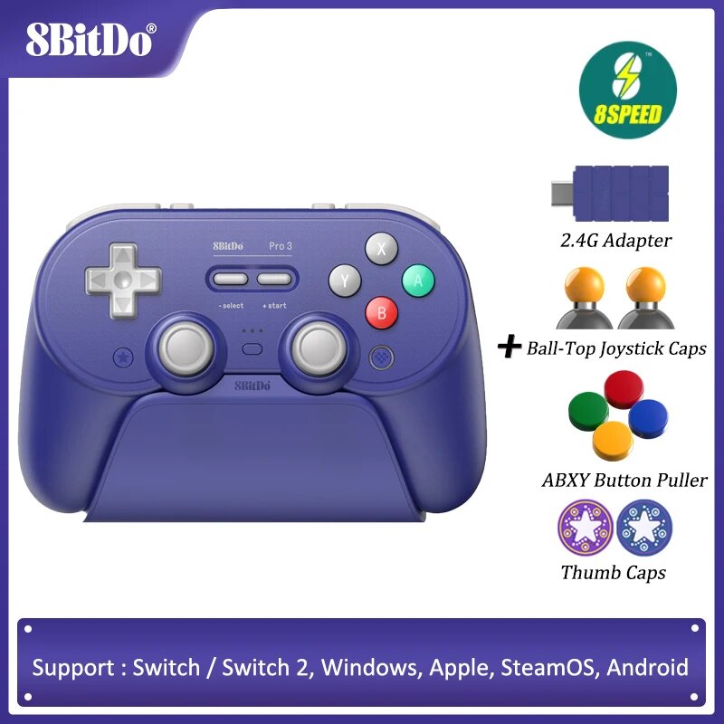 8BitDo Pro 3 геймпад для Switch, Windows, Apple Purple
