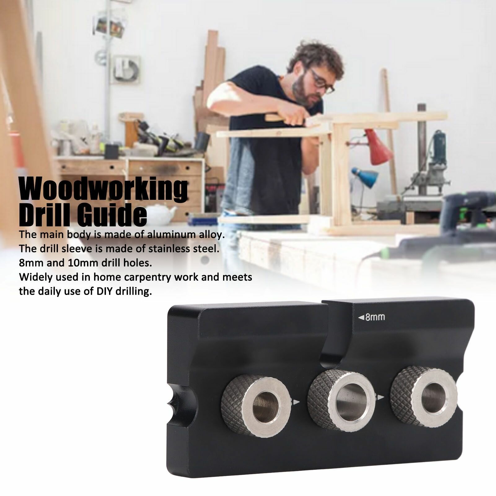 Отверстие для деревянного дюбеля, направляющая для сверла 2 в 1, 8 мм, 10 мм, локатор дырокола, столярный инструмент