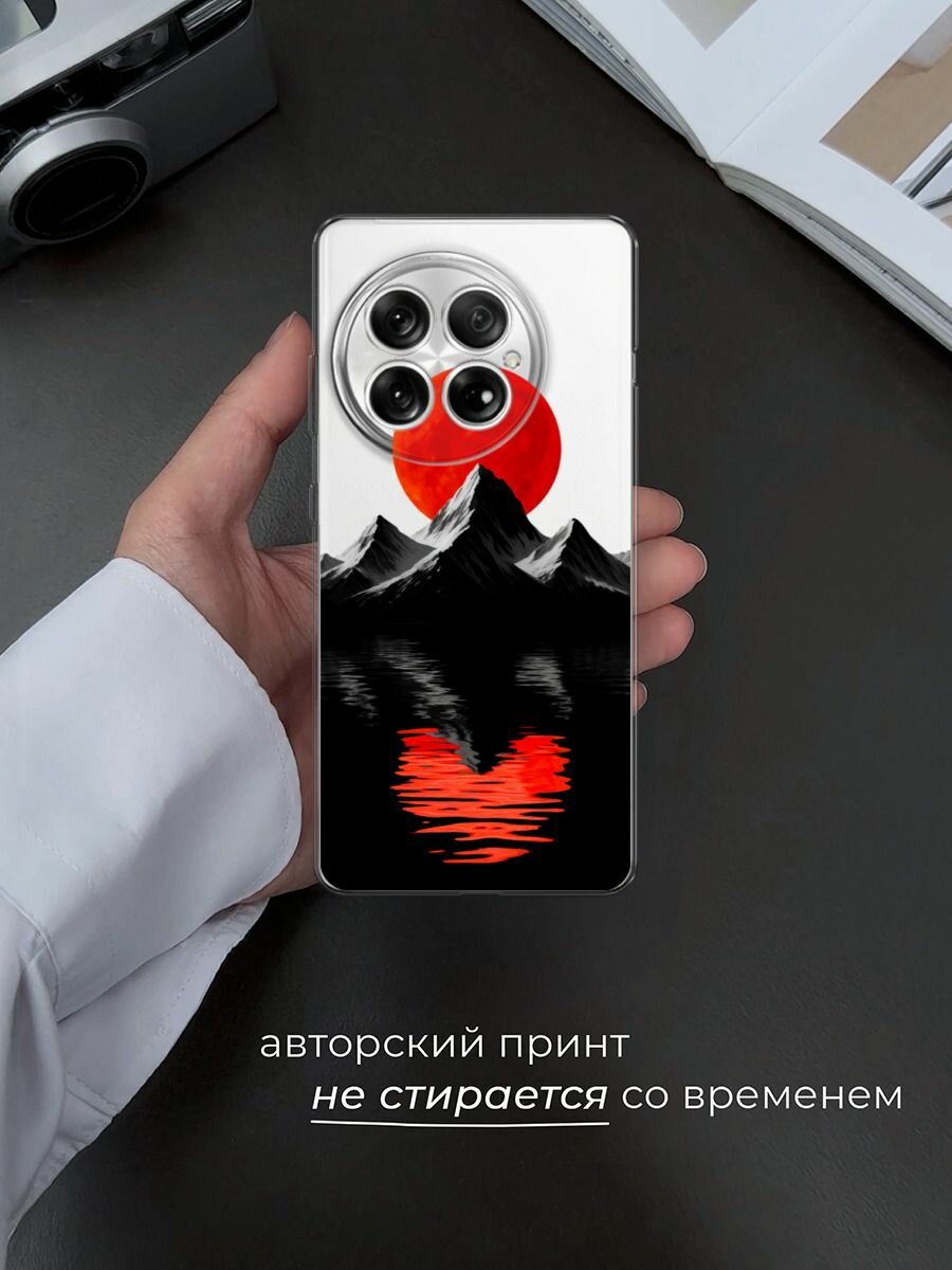 Чехол на OnePlus 13 / Ван Плас 13 с принтом Черная гора, прозрачный — фото 1