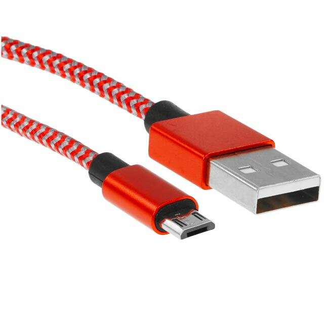 PERFEO Кабель USB2.0 A вилка - Micro USB вилка, красно-белый, длина 3 м. (U4804)