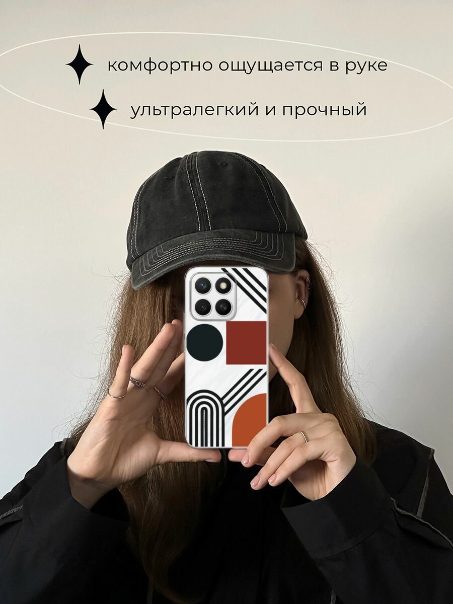Чехол на Honor X8c / Хонор X8c с принтом Абстрактная композиция, прозрачный — фото 1