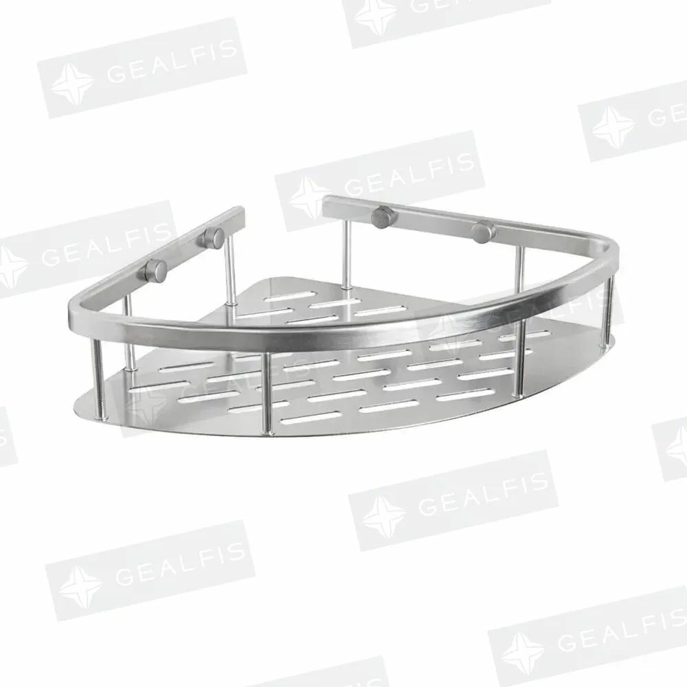 Полочка угловая, одинарная, алюминиевая, с литым дном 22 см