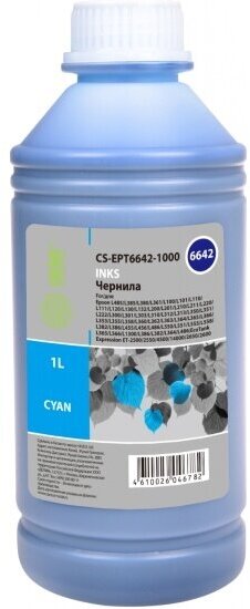 Чернила Cactus CS-EPT6642-1000 T6642 голубой 1000мл для Epson L355, L1300, L110, L100, L200, L210, L555, L566, L605, L550, L486, L456, L386, L382, L366, L362, L364, L3060, L3070, L3050, L300, L222, L132, L1455, L120, L655, L350, L312 C13T66424A