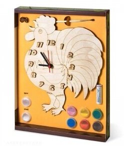 Часы с циферблатом под роспись Петух с красками