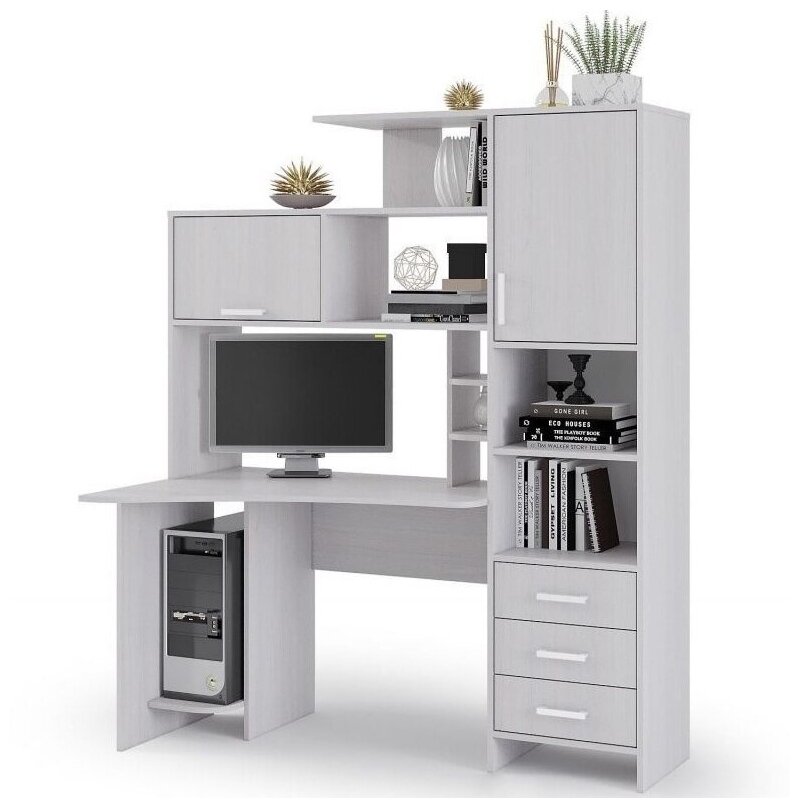 Компьютерный стол письменный для дома Угловой с полками 150см Анкор - СМ0644