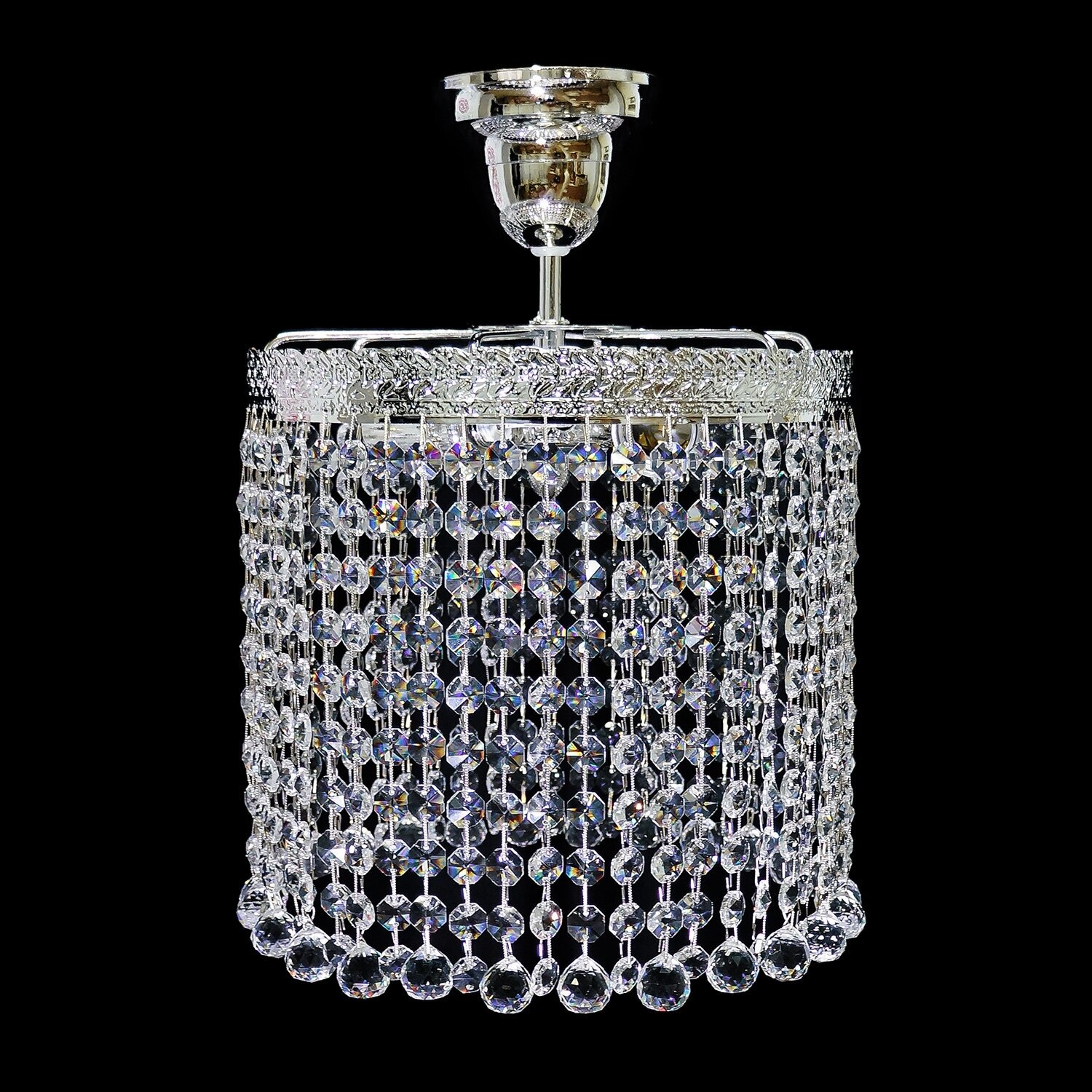 Люстра Гусь-Хрустальный Италия Зеро (Шар 20), хрусталь, Е27, 180 Вт, кол-во ламп: 3 шт, цвет арматуры: серебристый