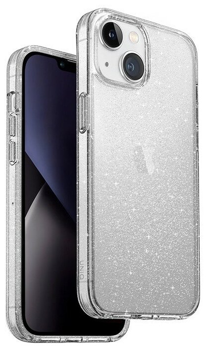 Uniq прозрачный чехол с блестками для iPhone 14, LifePro Xtreme Tinsel