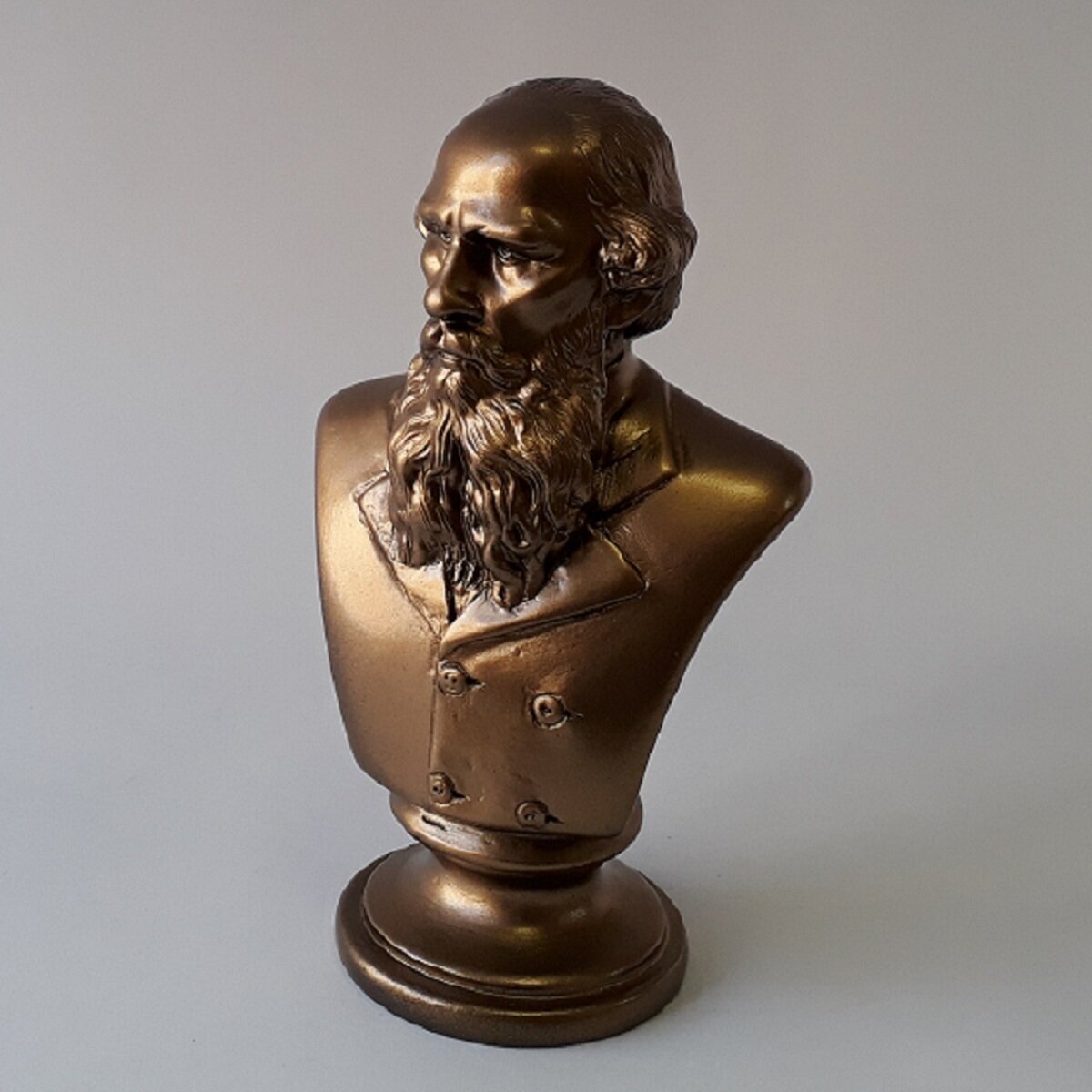 Статуэтка Бюст писатель и мыслитель Л. Н. Толстой. Высота 14см. Гипс, цвет бронза