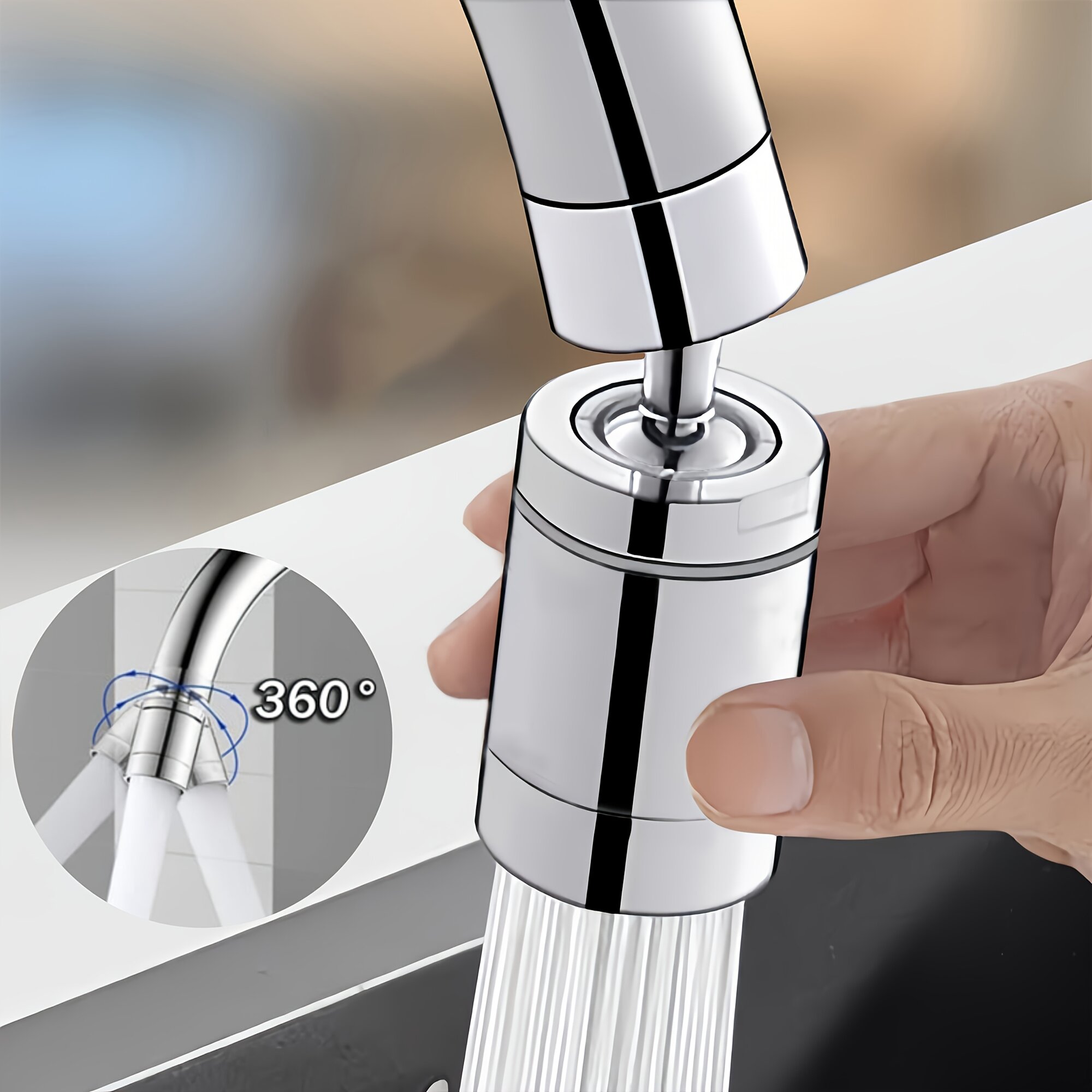 Аэраторы для кухонных и ванных смесителей с вращением на 360°, защита от брызг, два режима подачи воды, серебристый, 2 шт.