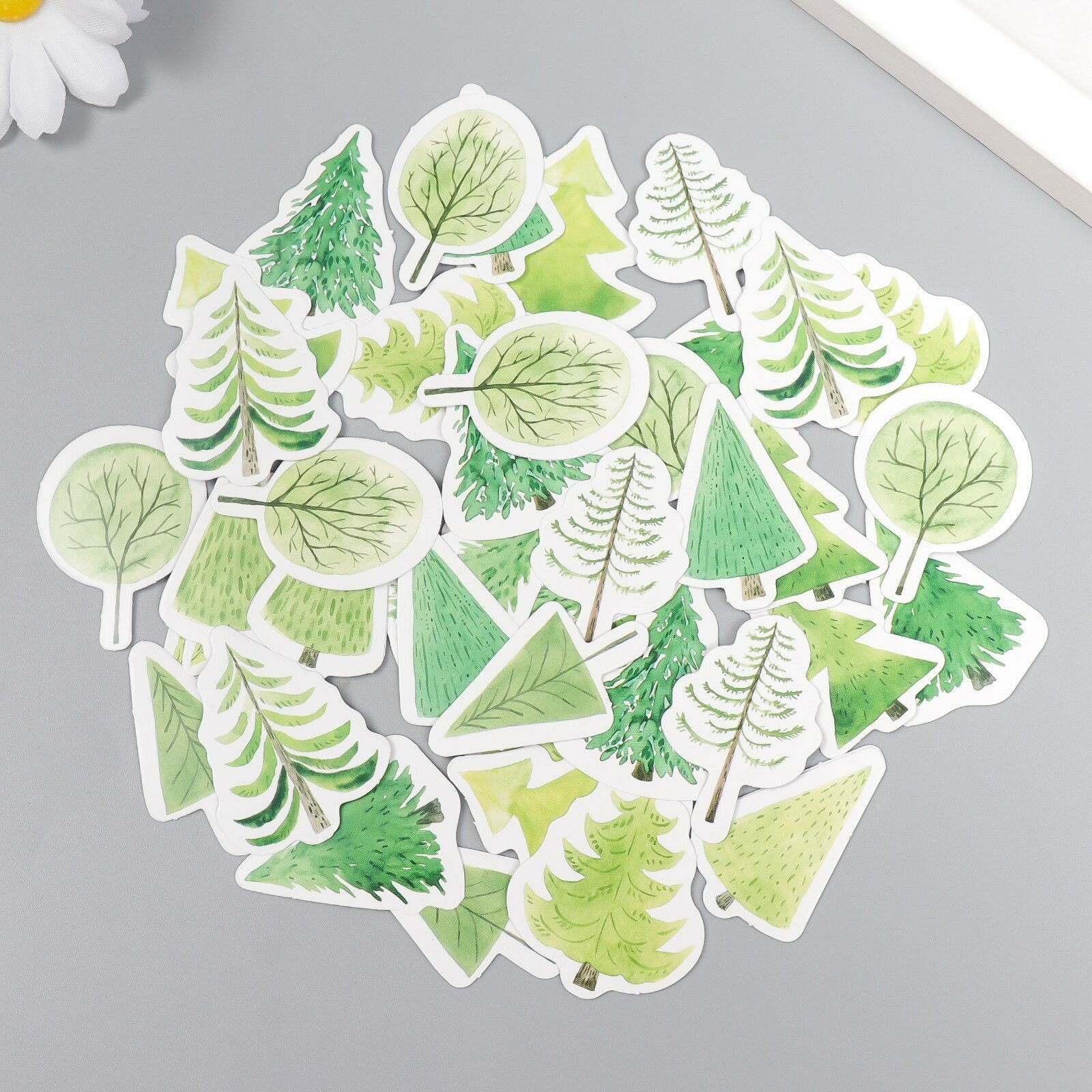 Наклейки для творчества «Деревья», набор 45 шт, 4.4×4.4×1.1 см