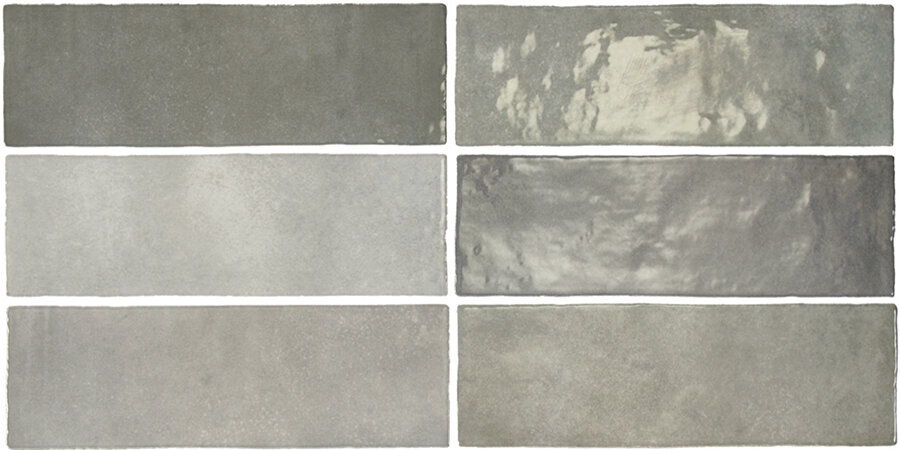 Плитка Equipe ARTISAN Alabaster 24469, глянцевая, серый, 6,5x20см, 38шт (0.5м2)