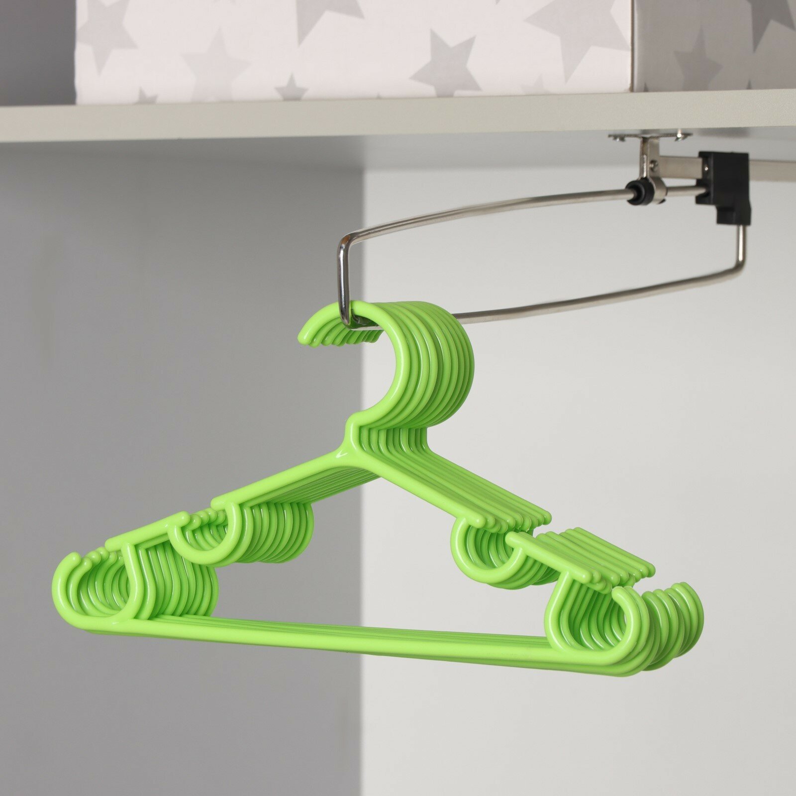 Плечики для одежды детские Доляна, 26,5×14 см, 10 шт, цвет зелёный, 9416011