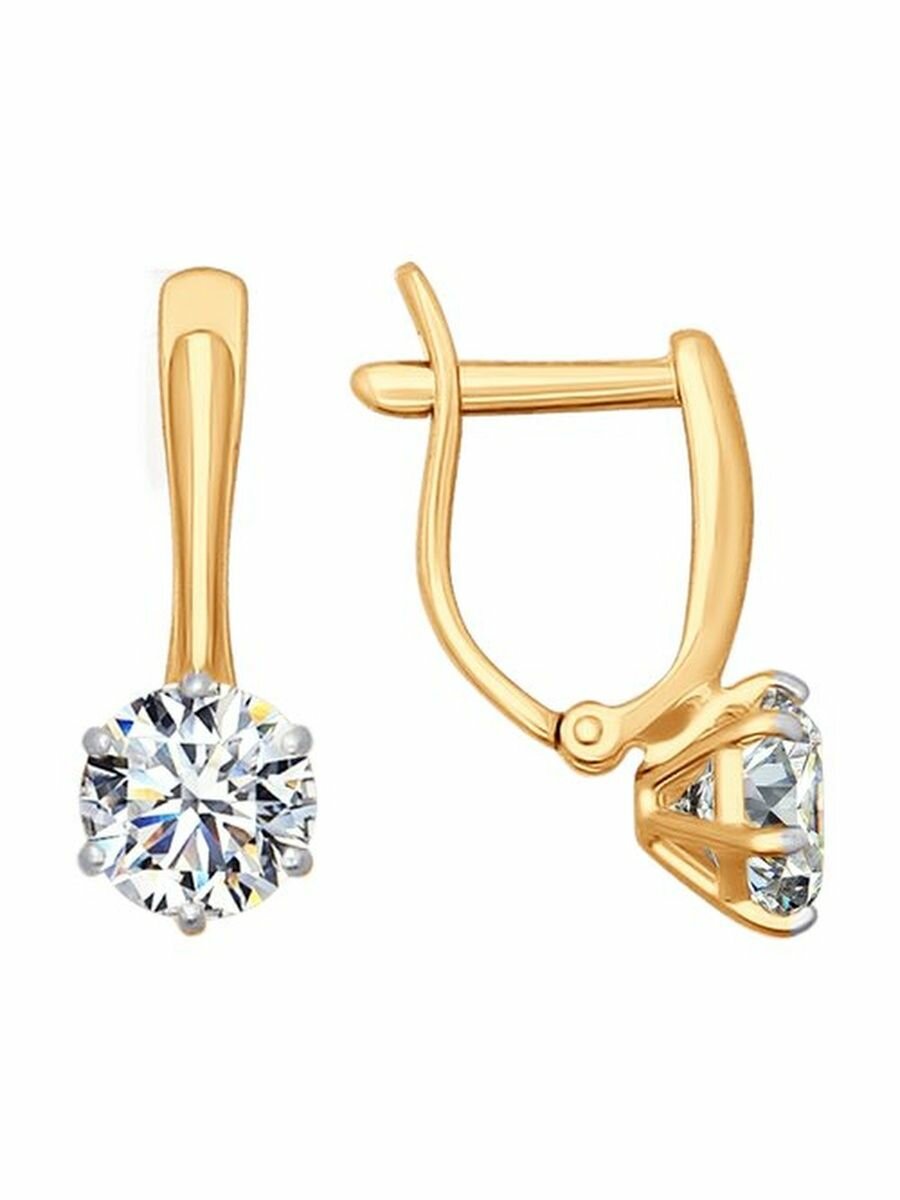 Серьги, красное золото, 375 проба, фианит