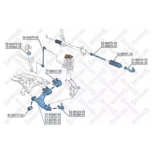 Рычаг правый FORD FOCUS / FOCUS C-MAX 1.6-2.0 / 1.6TDCI-2.0TDCI 03] STELLOX 5703919SX
