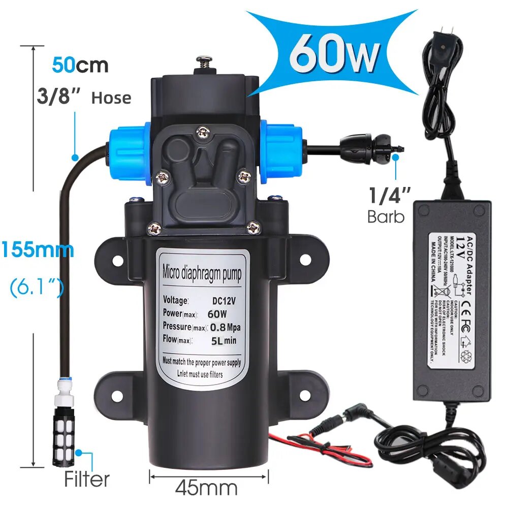 Насос для полива MUCIAKIE 60 Вт Черный, N-60W Pump