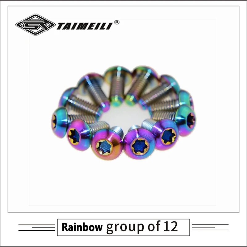 12 шт. титановые болты M5*10 мм TAIMEILI для тормозного диска велосипеда Rainbow color