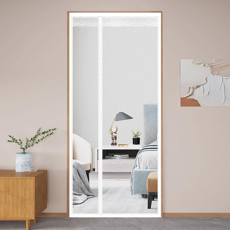 Магнитная противомоскитная сетка для дверей с полными магнитными полосами, самоклеящаяся магнитная сетка для дверей и окон, утолщенная летняя домашняя сетка-занавеска.