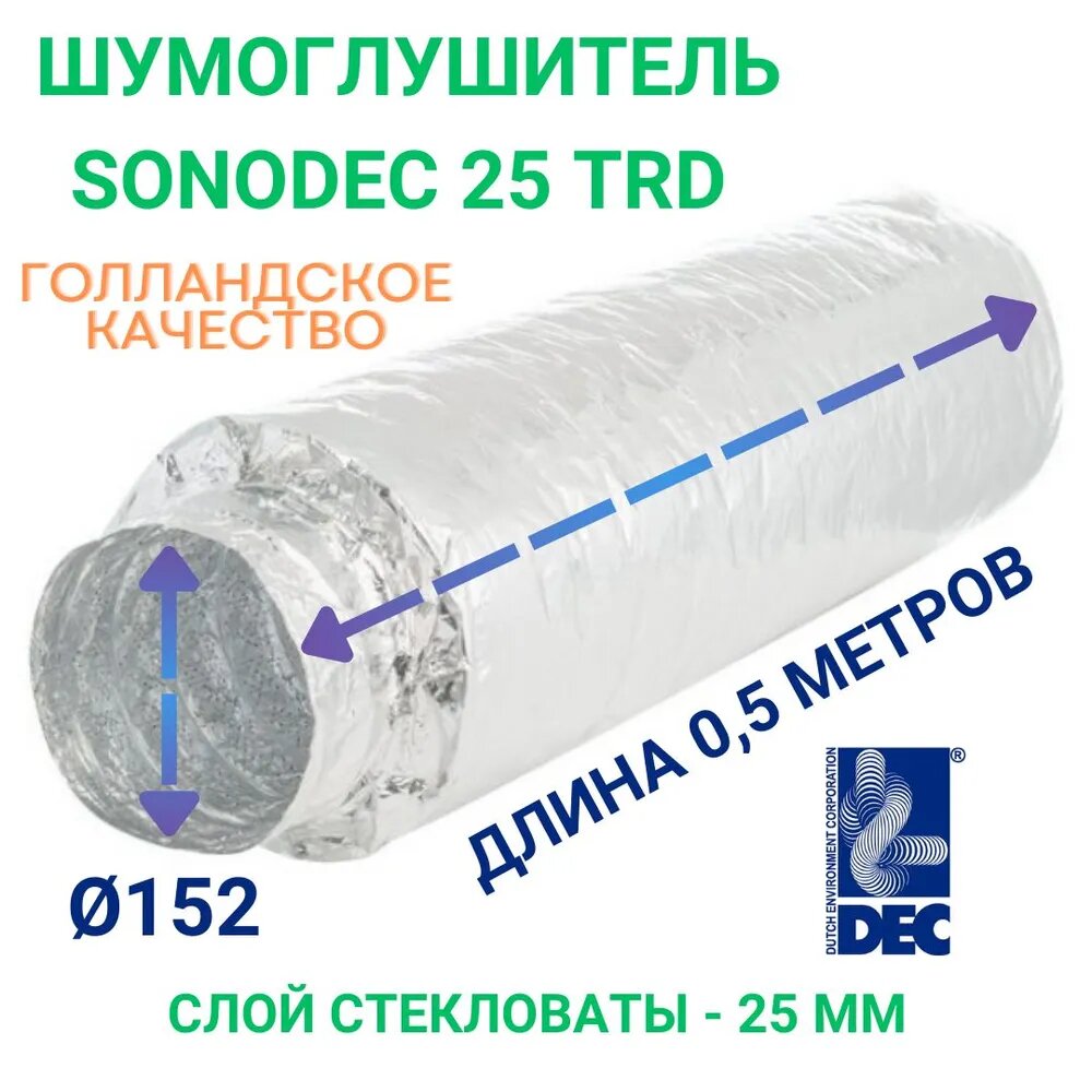 Гибкий шумоглушитель DEC Sonodec TRD 152мм Х 0,5м голландской компании Dec International