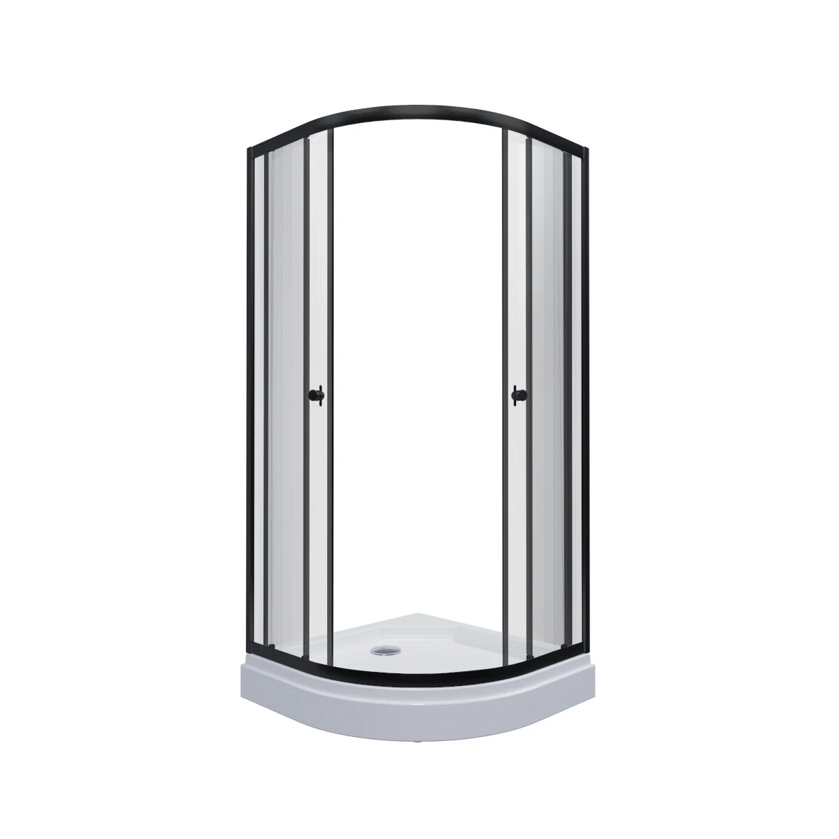 Душевой уголок Triton Альфа-Блэк 90х90, четверть круга, с низким поддоном, цвет профиля черный, стекло прозрачное