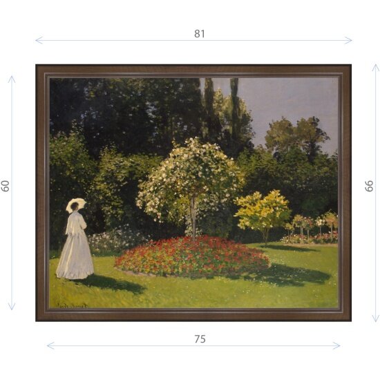 Картина Декор Депо Моне Дама на прогулке Матовая бумага в раме без стекла 66х81 см, DDK51479E21W75H60P24