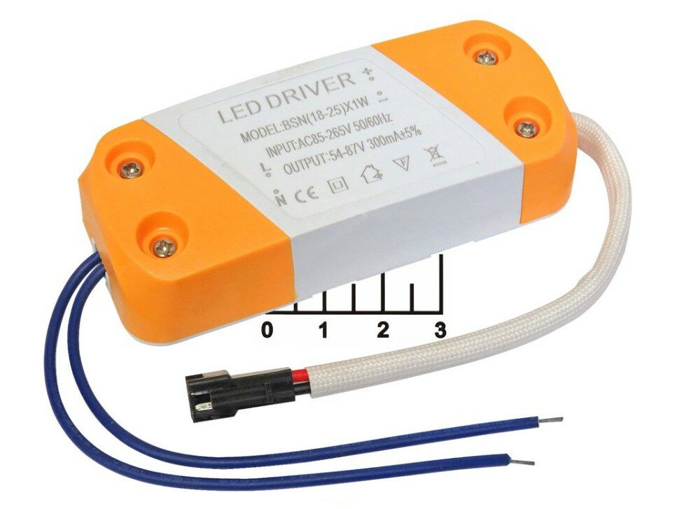 Драйвер светодиода 300mA/54-87V 85-265VAC BSN-(18-25)*1W