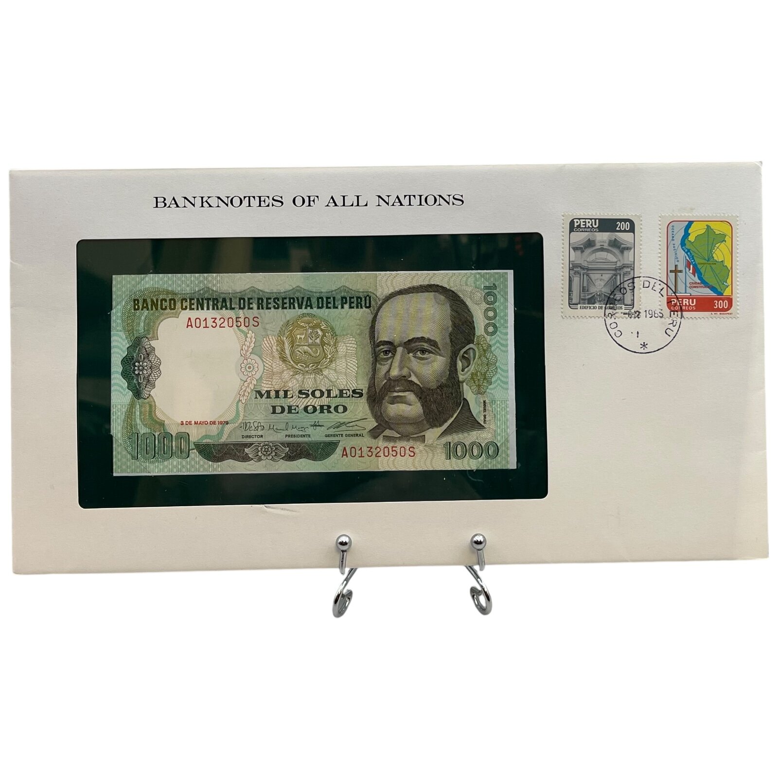 Перу, подарочный набор почтовая марка и банкнота 1000 солей 1979 г. (Banknotes of all Nations)