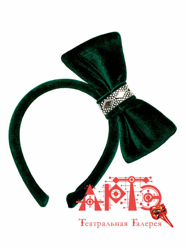 Ободок "Бантик со стразами" (Цв: Зеленый )