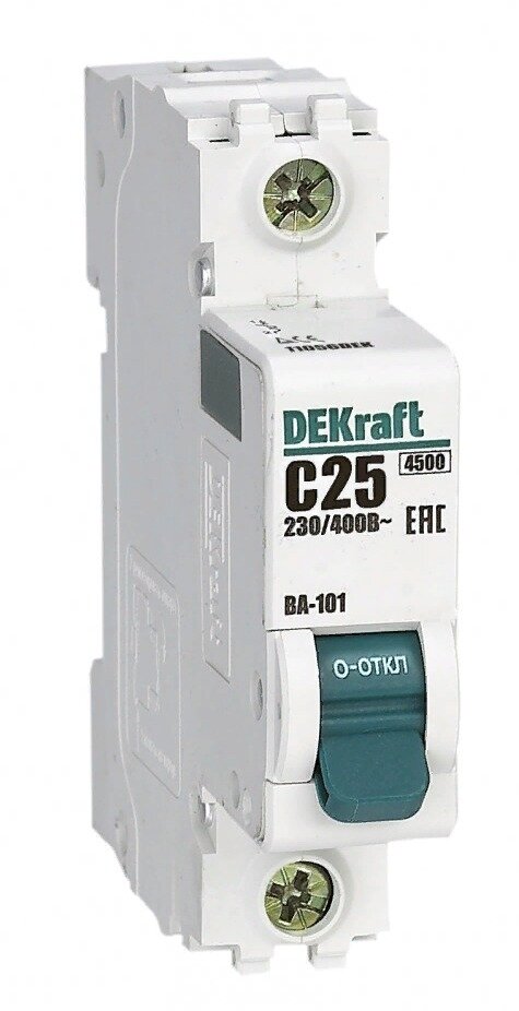 Автоматический выключатель DEKraft / ДеКрафт ВА-101, 1Р 25А характеристика С 4.5кА, 11056DEK / электроавтомат