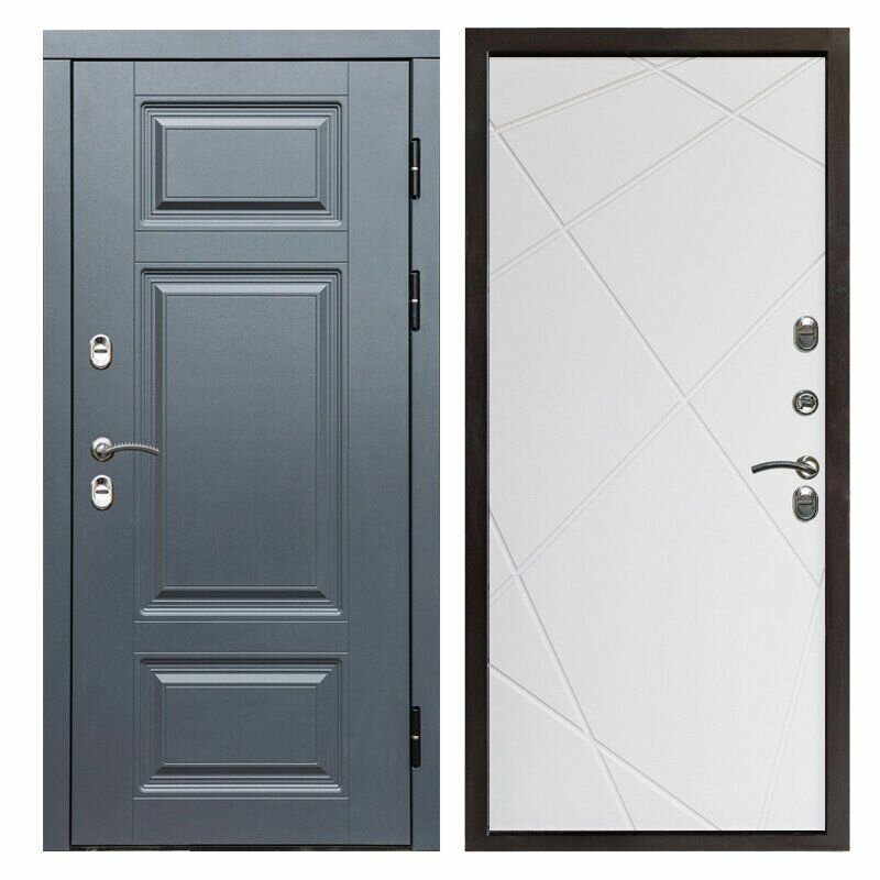 Дверь входная металлическая с терморазрывом Сибирь термо премиум Лучи белый Paputin's Doors 960 х 2050 мм Левая