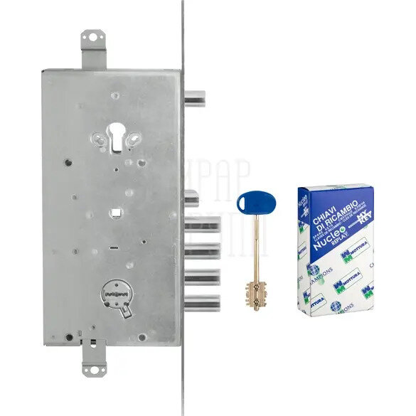 Замок Mottura (Моттура) врезной двухсистемный 54. J936M-S MyKey (левый) перекод. с торца кл. 60 мм без накл. никель