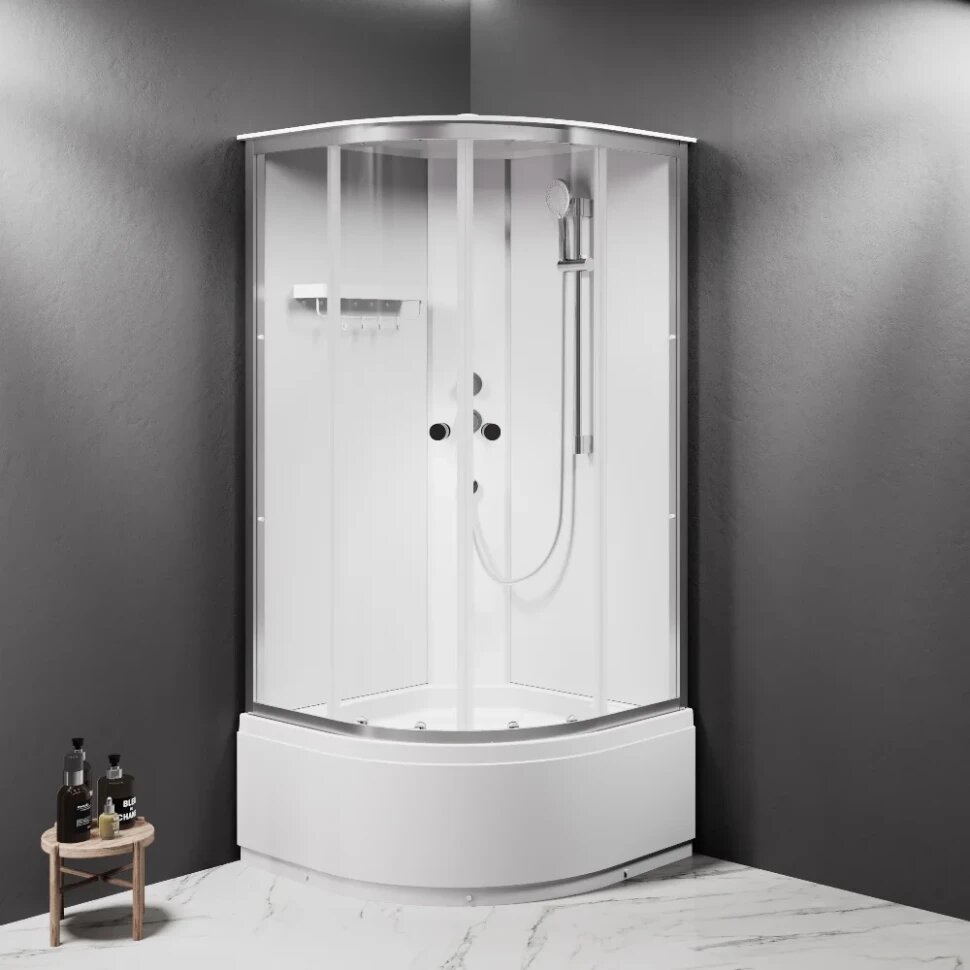 Душевая кабина Am.Pm X-Joy Deep W94C-401A-090MT 88x88x206 см, с крышей, высокий поддон, профиль матовый хром, стекло прозрачное