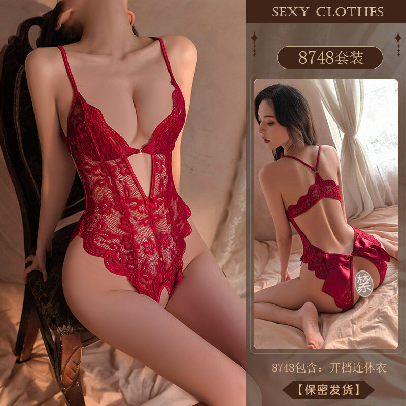 Сексуальное нижнее белье, кружевная майка, соблазнительный боди с открытым шаговым швом, горячая женская пижама, не нужно ее снимать, униформа 8748