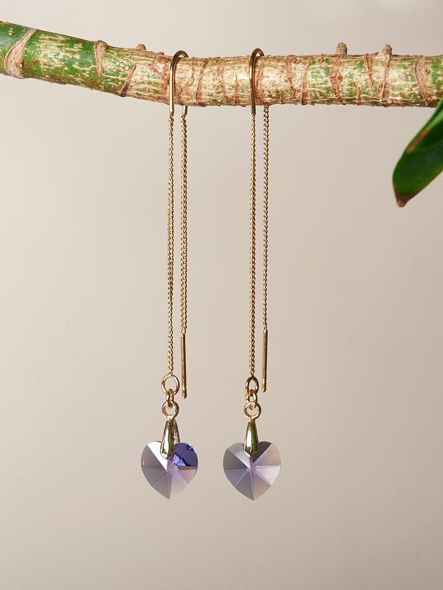 Серьги цепочки, кристаллы Swarovski, стекло