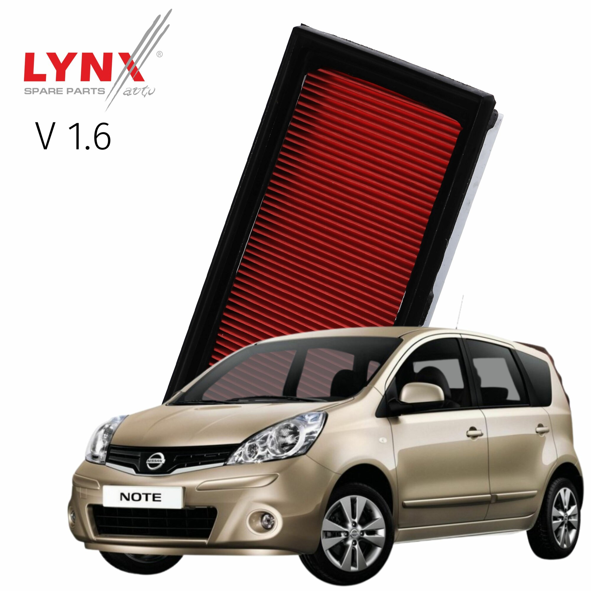 Фильтр воздушный Nissan Note (1) E11 V1.6 (110 лс) HR16DE 2006 - 2013 1шт LYNXauto