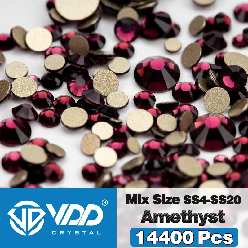 Стразы VDD Amethyst Mix Size SS4-SS20, 14400 шт