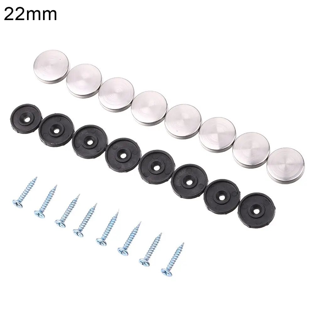 8 комплектов, зеркальные крепежные элементы серебристого цвета, зеркальная декоративная крышка, плоские декоративные винтовые крышки из нержавеющей стали 12/16/18/20/25/30 мм