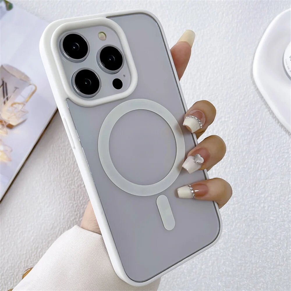 Оригинальный магнитный матовый чехол для Magsafe для iPhone 17, Air 16, 15, 14, 13, 12, 11 Pro Max Mini Plus SE, прозрачный чехол с беспроводной зарядкой White, For iPhone 11