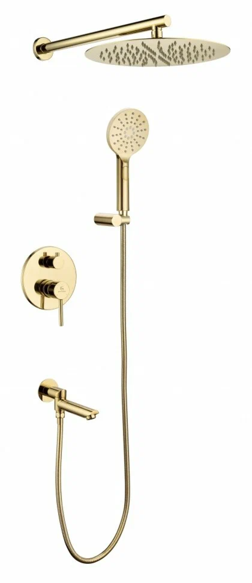 Душевая система Grocenberg GB5001 Золото, встраиваемый смеситель для ванны, излив-переключатель на лейку