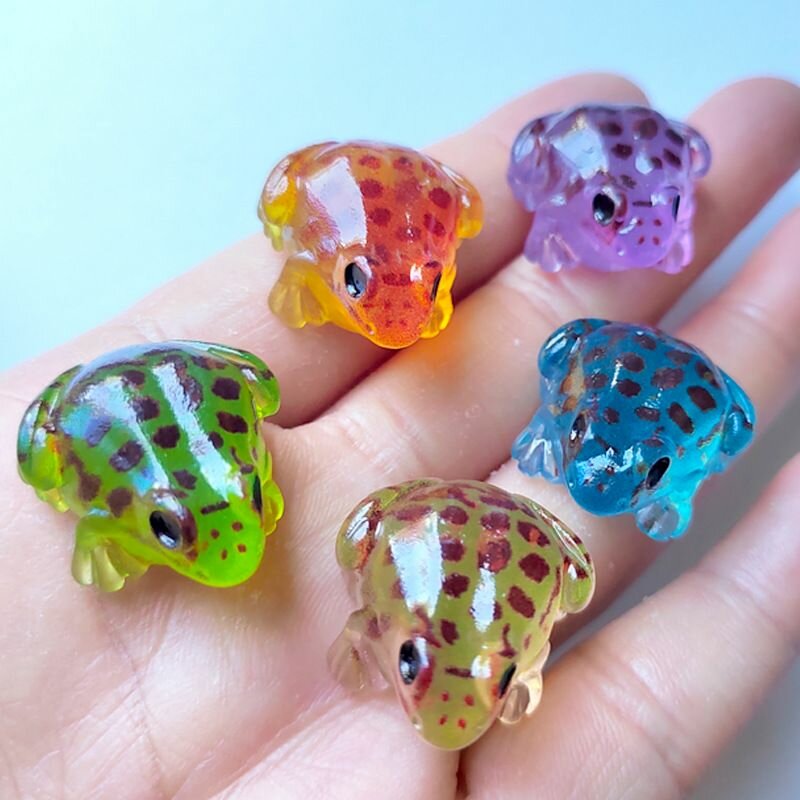 Микропейзаж, креативная имитация смолы, трехмерная светящаяся маленькая лягушка, 5 шт.