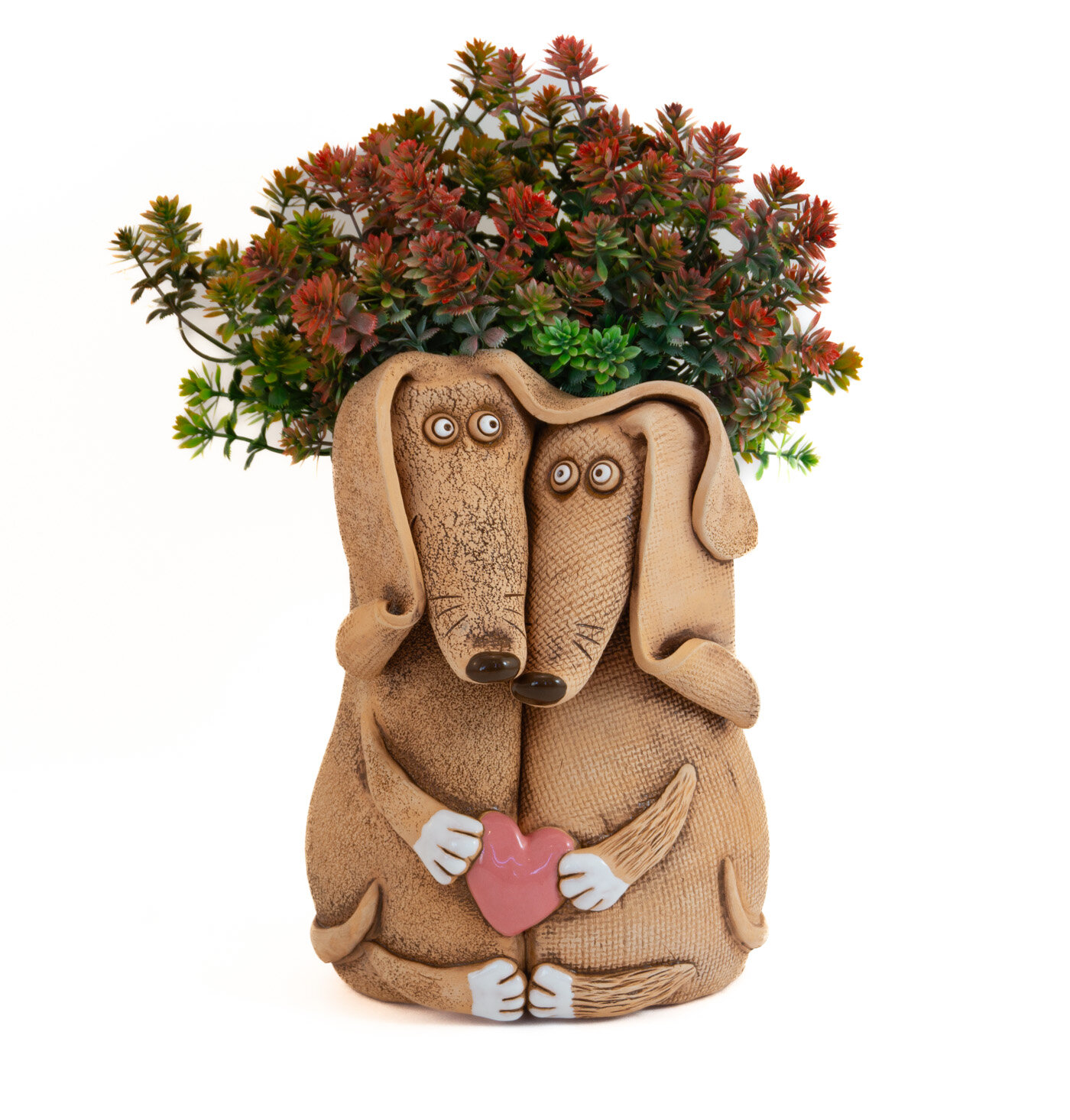 Таксы влюблённые кашпо высокое