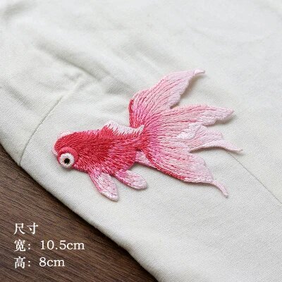 AHYONNIEX вышитые нашивки с рыбками Розовый, pink right side