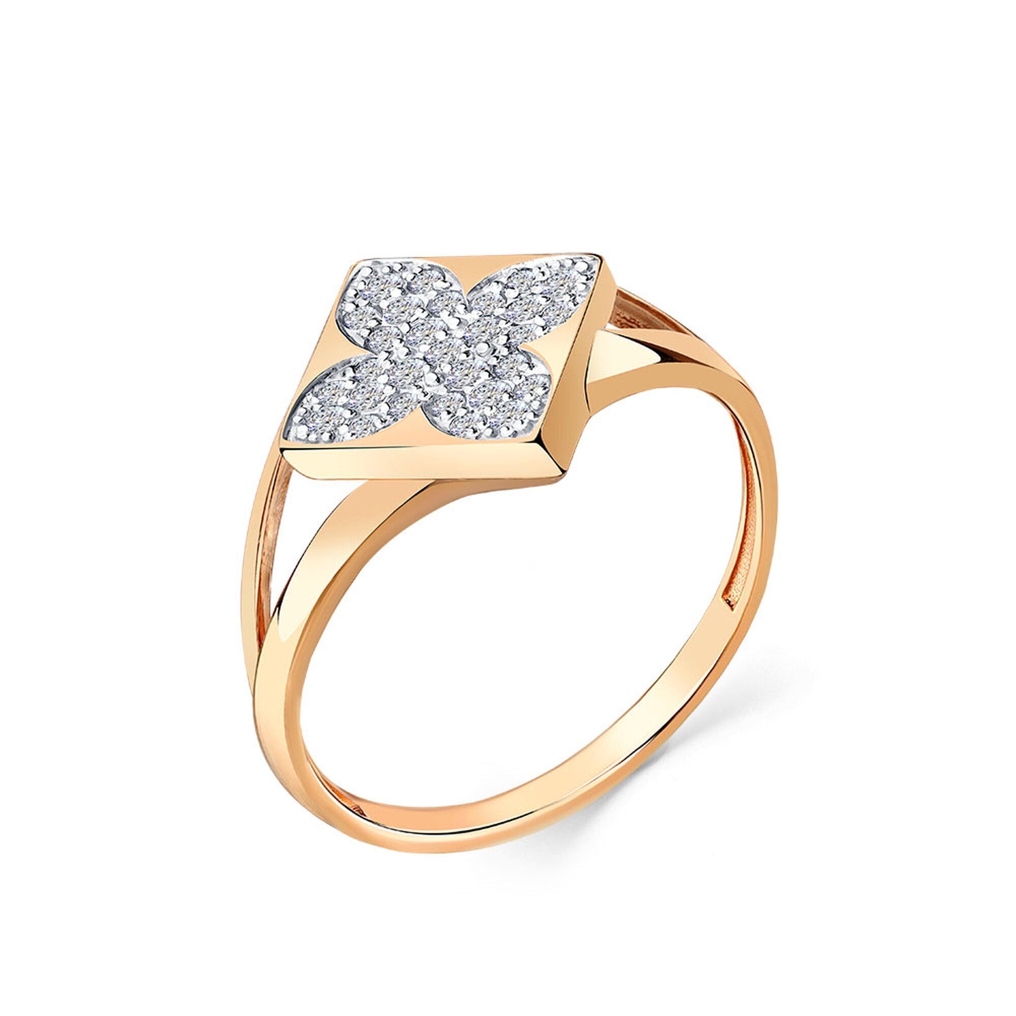 Кольцо Diamant online, красное золото, 585 проба, фианит