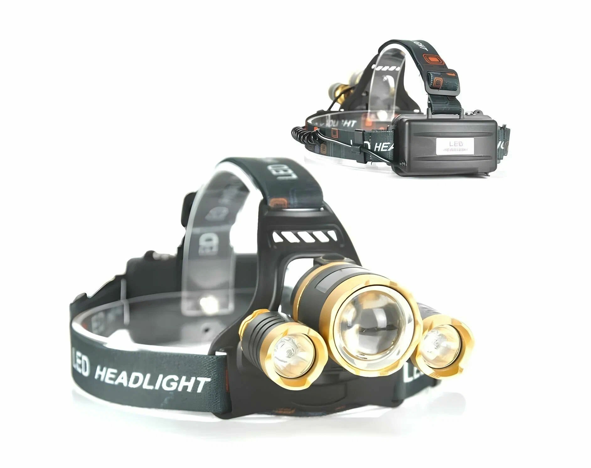 Мощный налобный аккумуляторный светодиодный фонарь Boruit HL 722 ZOOM с зарядкой USB type C