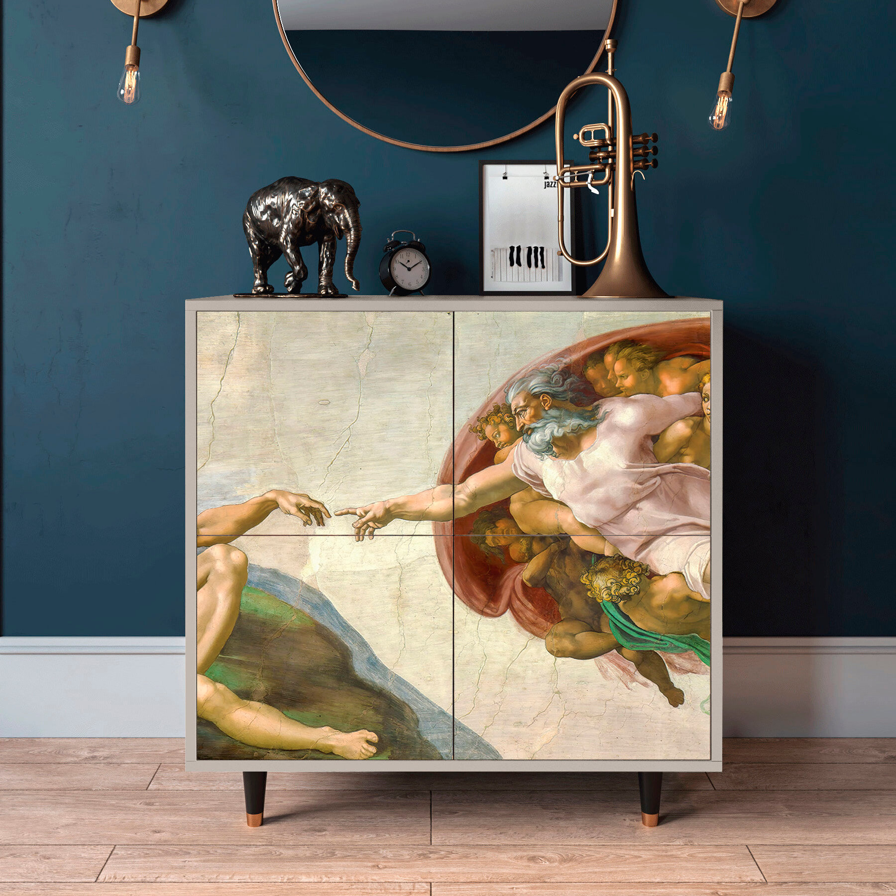 Комод - STORYZ - BS3 The Creation of Adam by Michelangelo, Размер - 94 x 96 x 48 см, Цвет корпуса - Сатин