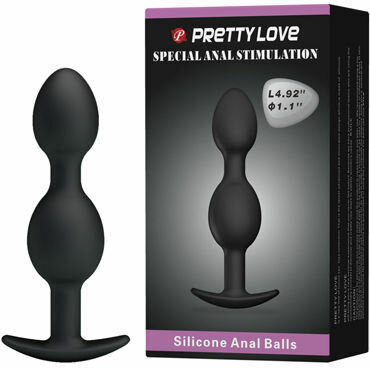 Baile Pretty Love Silicone Anal Balls, черные Анальные шарики