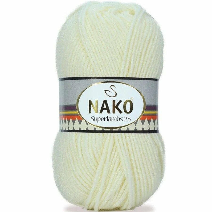 Пряжа Nako SUPERLAMBS 25 2378 молочный (5 мотков)