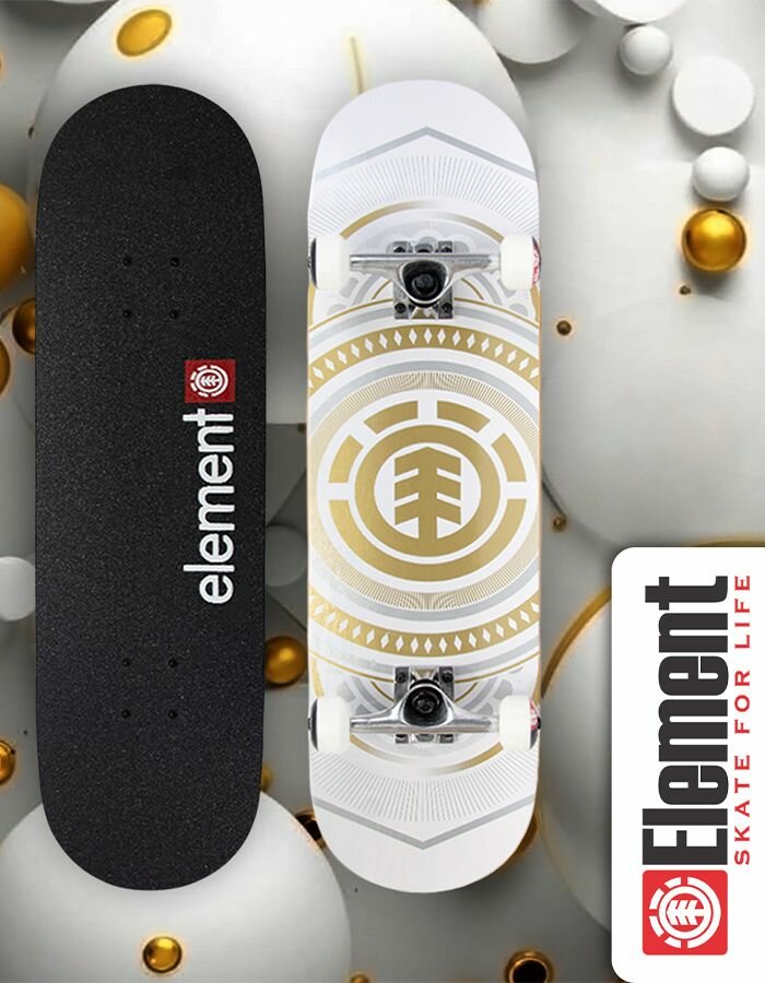 Скейтборд в Сборе Element размер 8.25 дюймов (13 белый золотой)