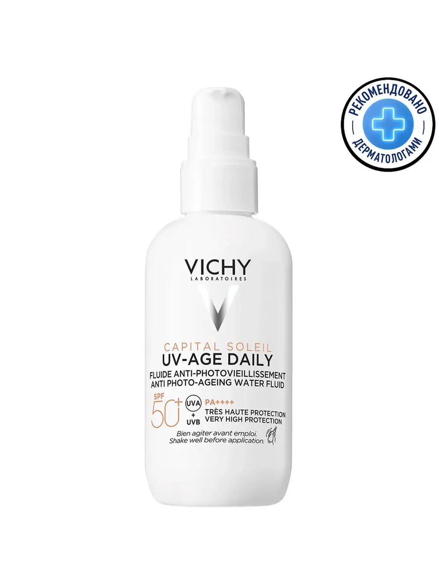 Солнцезащитный флюид Vichy UV-Age, против фотостарения, SPF 50+, с дозатором, 80 мл