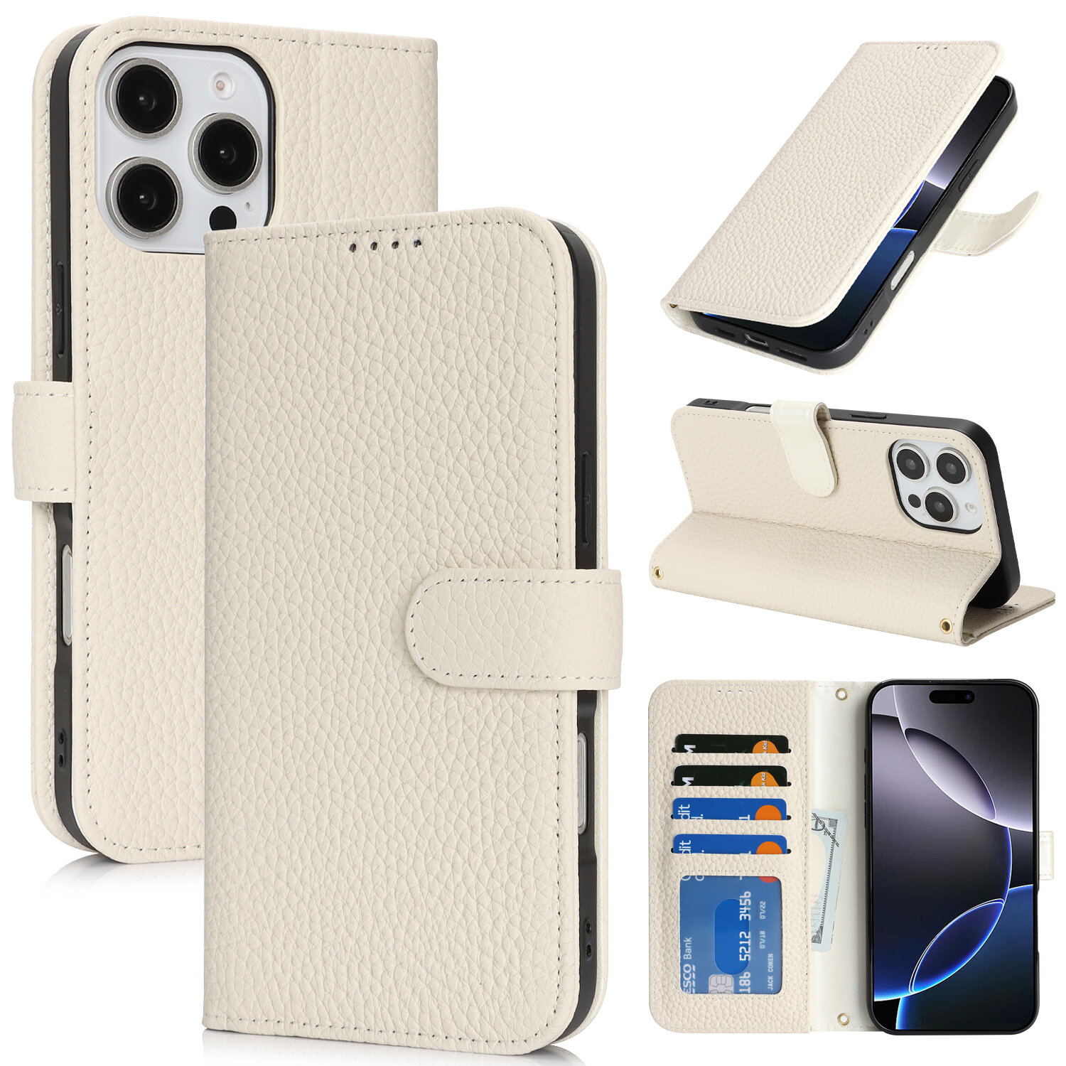 Чехол-книжка для iPhone 16 Pro Max White Leather