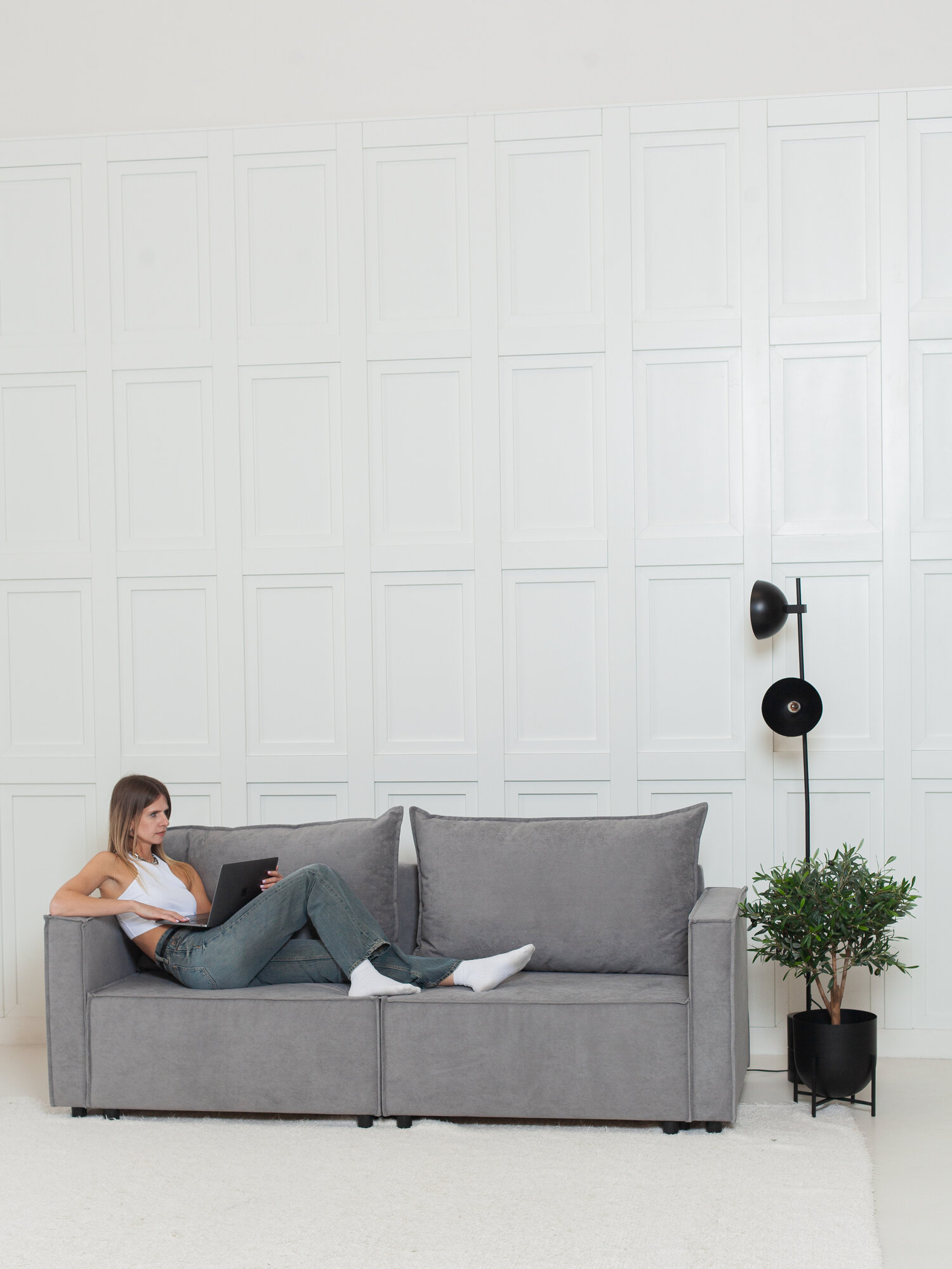 Диван раскладной двухспальный CITYHD Ницца Про кровать серый